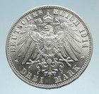 1914 Germany GERMAN STATES Wurttemberg w WILHELM II Genuine Silver Coin ...