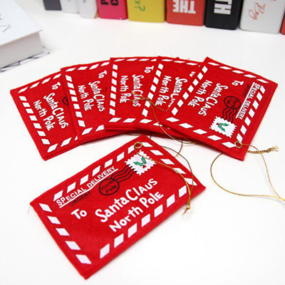 10pcs Christmas Santa Wish Letter Envelopes Red Felt Embroidered Key ...