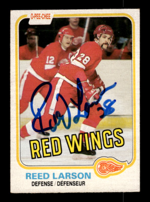 1981-82 O Pee Chee # 92 Reed Larson Autograph Signed Card (M2) Detroit ...