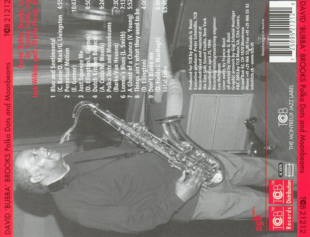 DAVID "BUBBA" BROOKS - POLKA DOTS AND MOONBEAMS * NEW CD 725095212120 ...