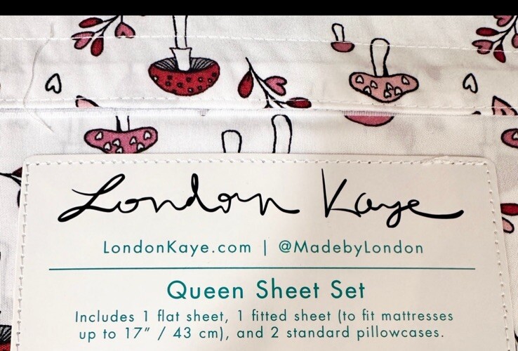 NEW London Kaye Mushroom and Hearts Queen Sheet Set Valentine Valentine ...