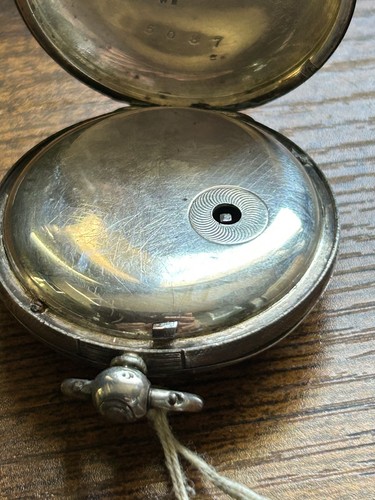 Victorian English lever pocket watch (c.1854) in a sterling silver case ...