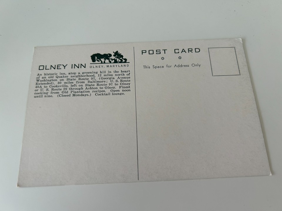Olney Inn in Olney Maryland Postcard | eBay