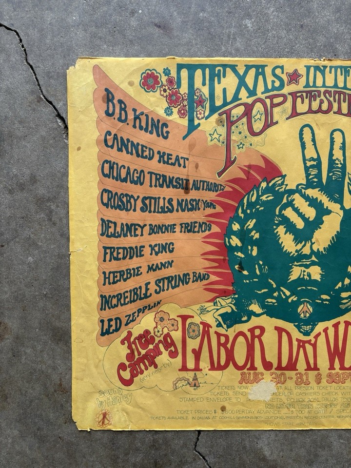 RARE! Original Vintage Texas International Pop Festival 1969 Concert ...