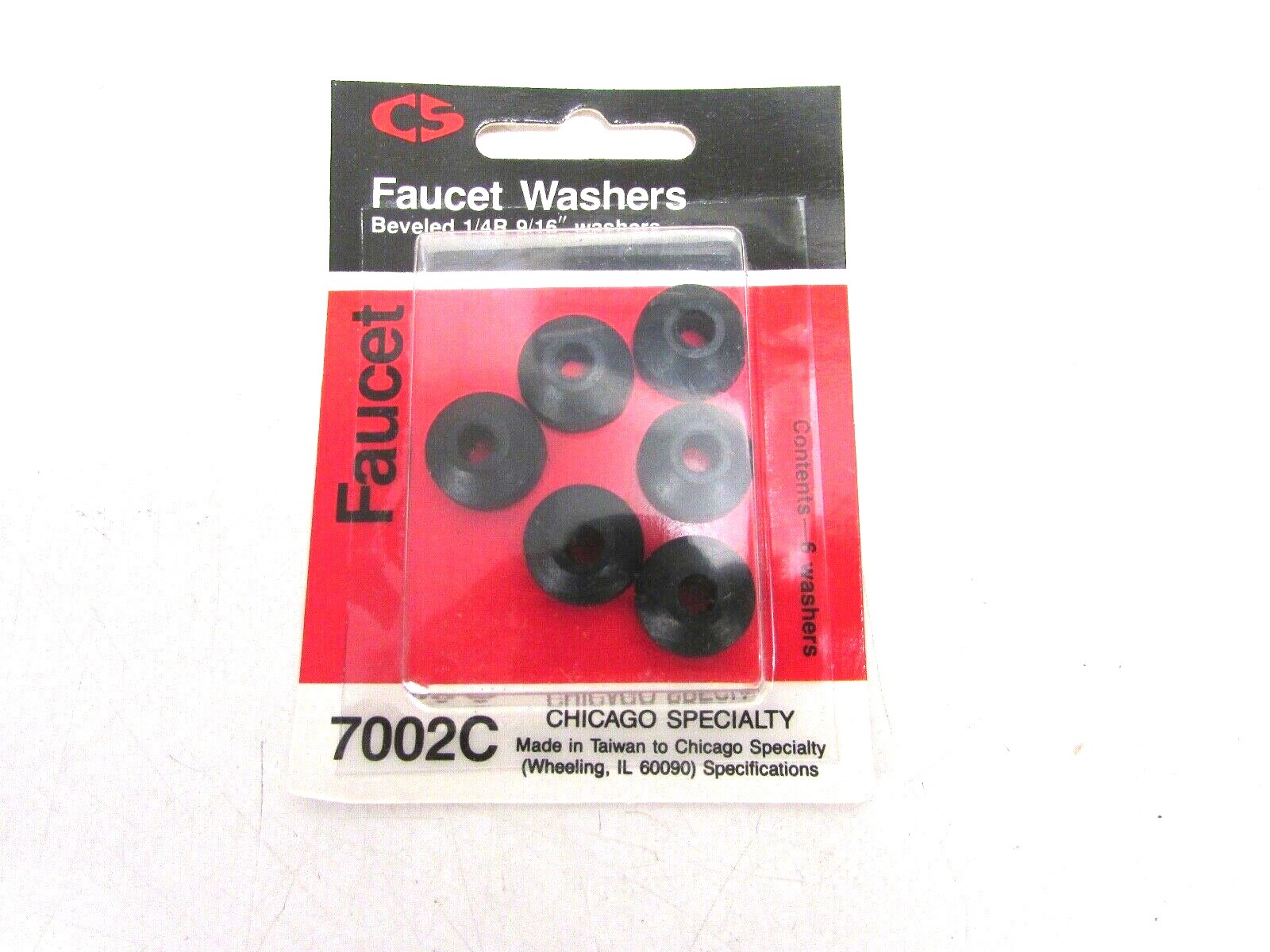 CHICAGO SPECIALTY BEVELED FAUCET WASHERS, TRADE SIZE: 1/4, O.D. 9/16 ...