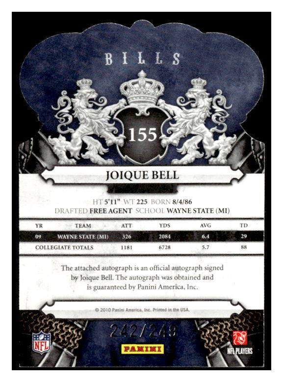 2010 Panini Crown Royale #155 Joique Bell Autographs #/249 | eBay