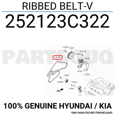 252123C322 Genuine Hyundai / KIA RIBBED BELT-V | eBay
