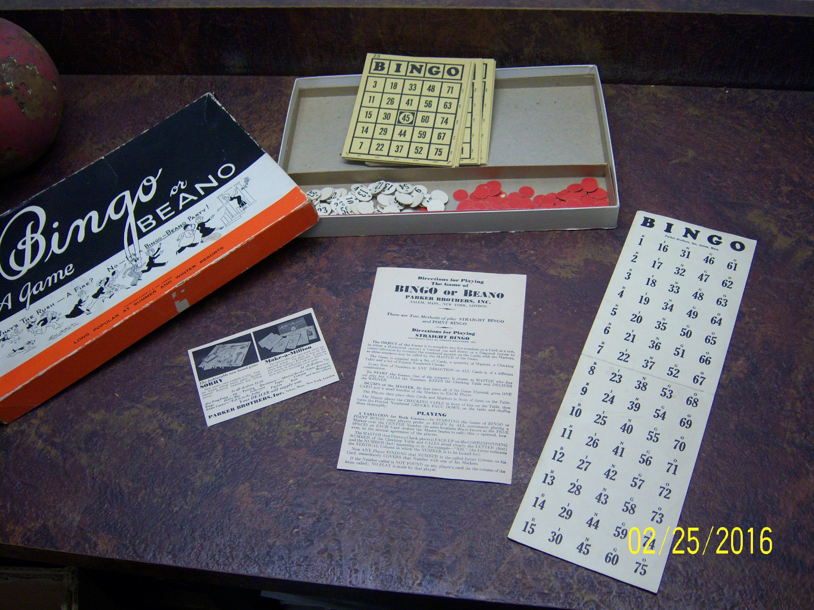 Vintage Bingo Board Game Beano Parker Brothers Wall Art Decor Neat Old ...