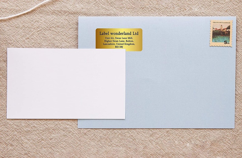 Personalised Printed Sticky Address Labels White Gold Silver Metallic ...