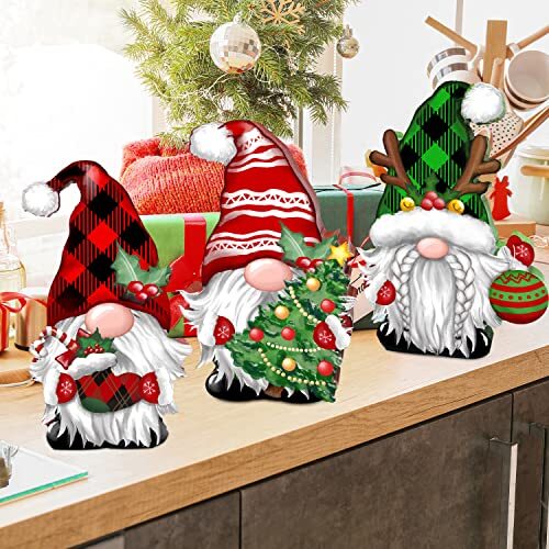 3 Pcs Christmas Gnome Tabletop Decoration Wooden Centerpieces for ...