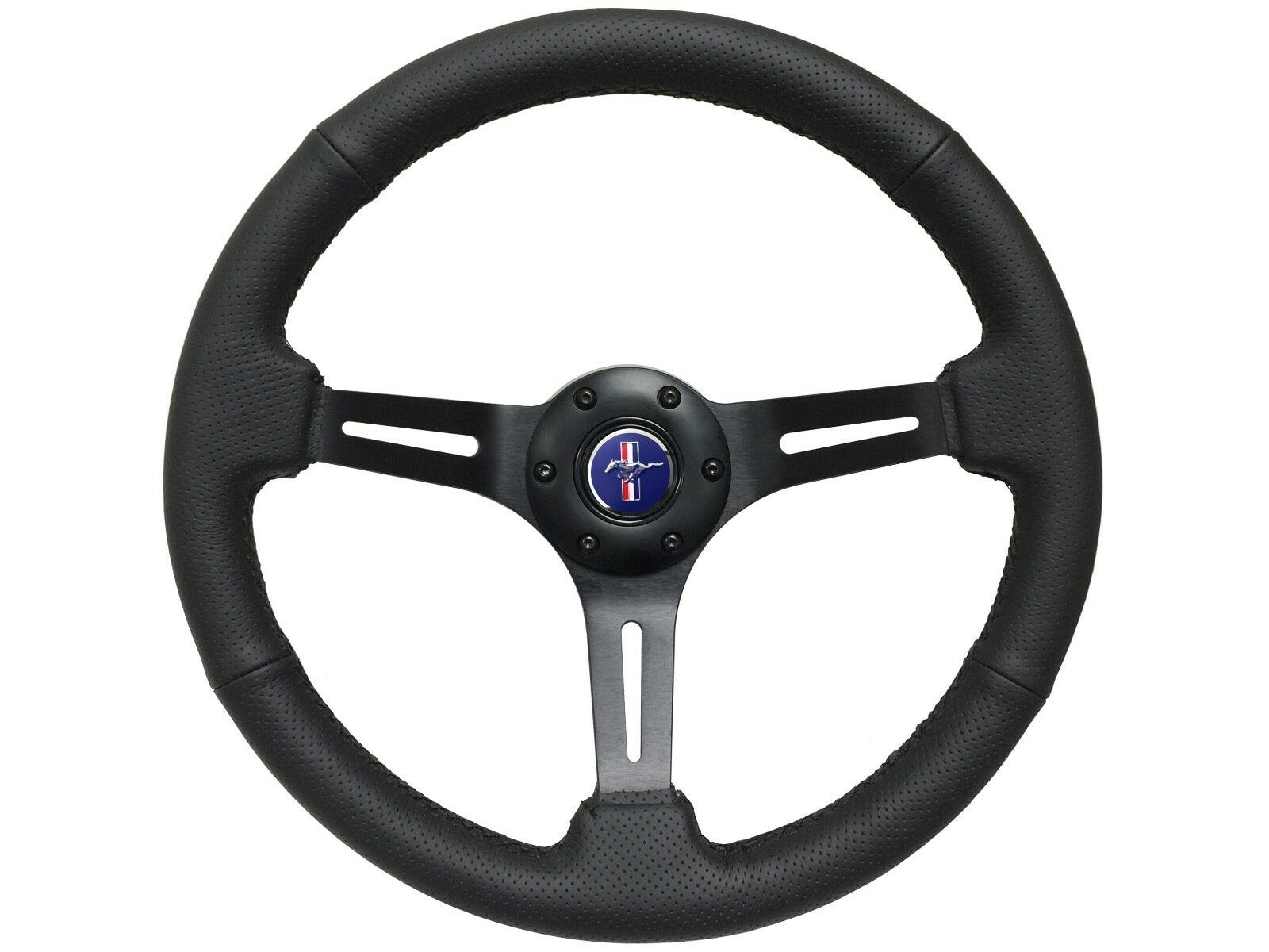 1984-2004 Mustang S6 Perforated Leather Steering Wheel Kit, Blue Pony ...