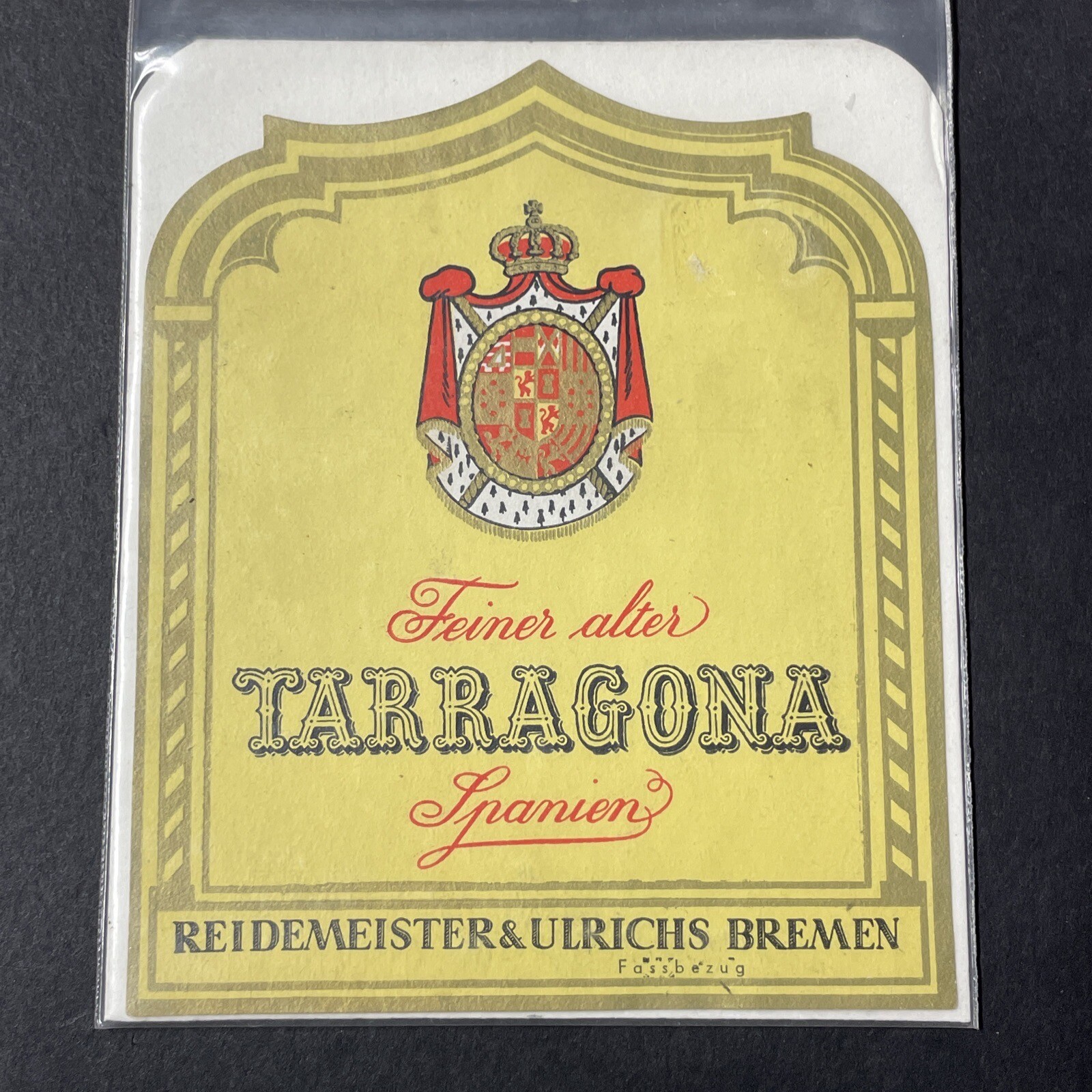 Vintage 1950s Reidemeister & Ulrichs Tarragona UNUSED Paper Label ...