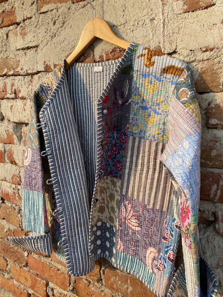 Grey Quilted Cotton Patchwork Jacket Handmade Cotton Jacket Women's ...