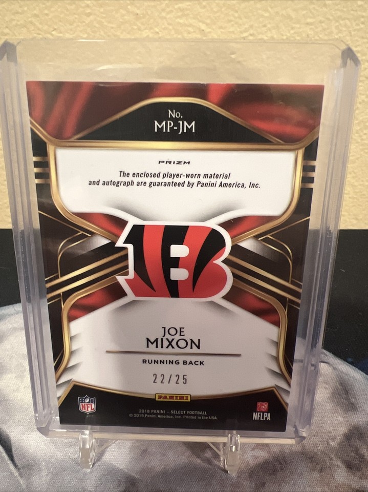 2018 Select Joe Mixon Purple Prizm Jersey Relic Auto Autograph /25 ...