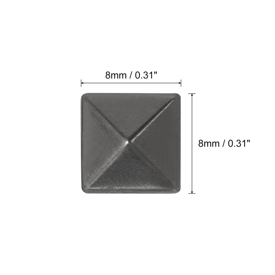 150Pcs Square Pyramid Rivets for Clothing, 8mm Four-Jaw Studs Spikes ...