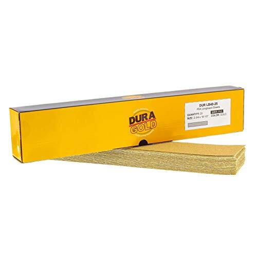 Premium 40 Grit Gold Pre-Cut PSA Longboard Sandpaper Sheets, Box of 20 ...