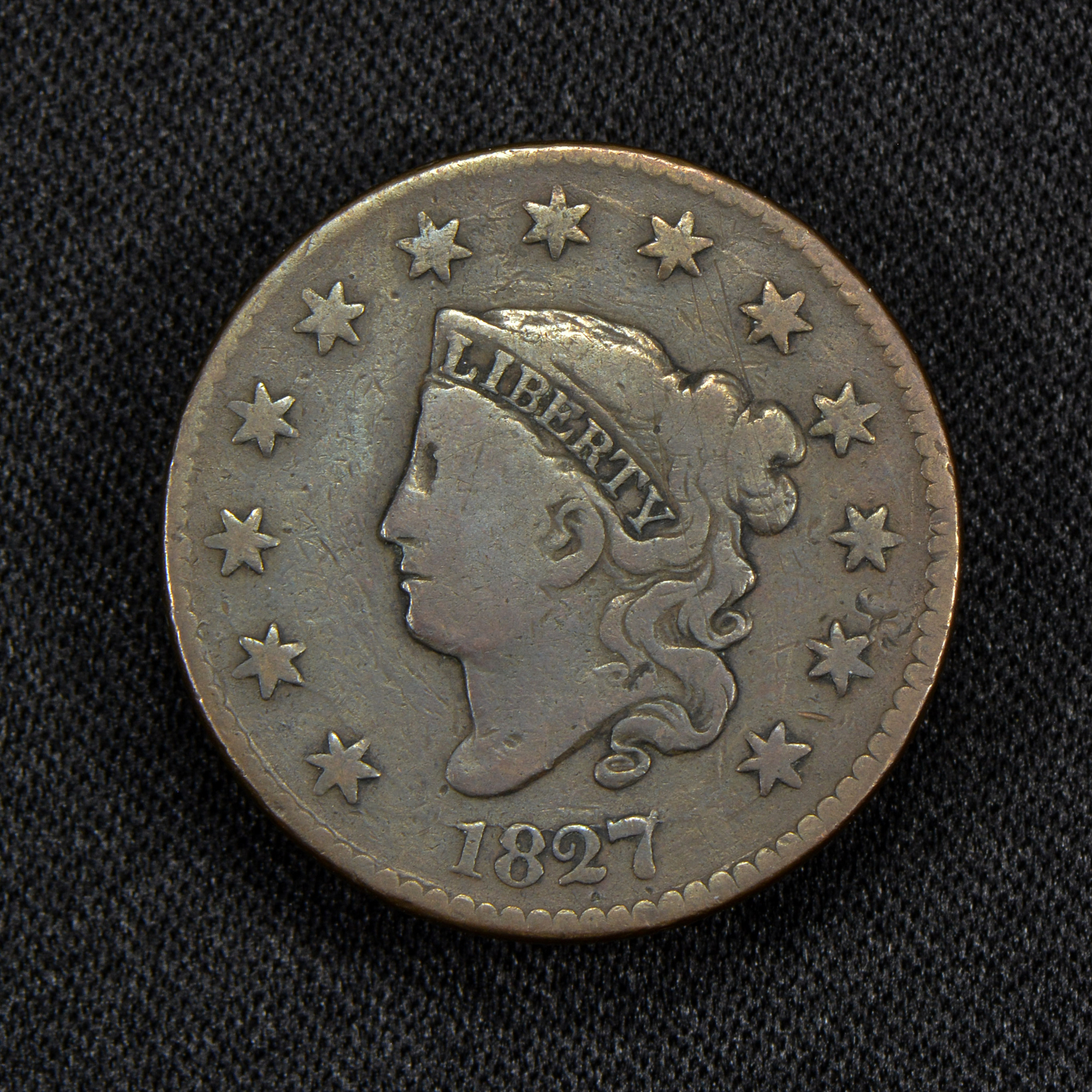 1827 1c CORONET HEAD LARGE CENT, FINE COIN LOT#Y465 | eBay