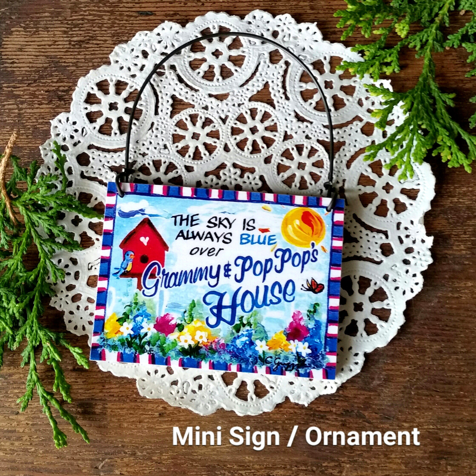 DECO Mini Sign GRAMMY POPPOP POP POP's Gift Sign Wood Ornament Peg ...