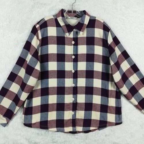 Lee Riders Womens Jacket Shacket Fleece Lined Purple Cream Gingham ...