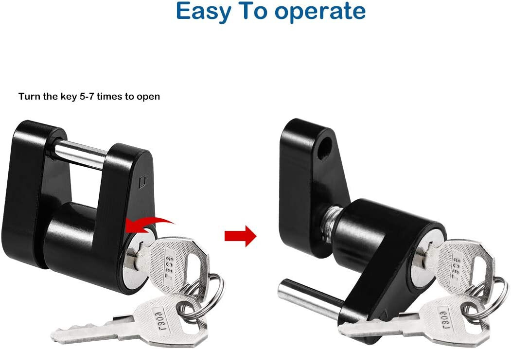 Trailer Hitch Coupler Lock Dia 1/4" Span 3/4" for Tow Boat RV Truck ...