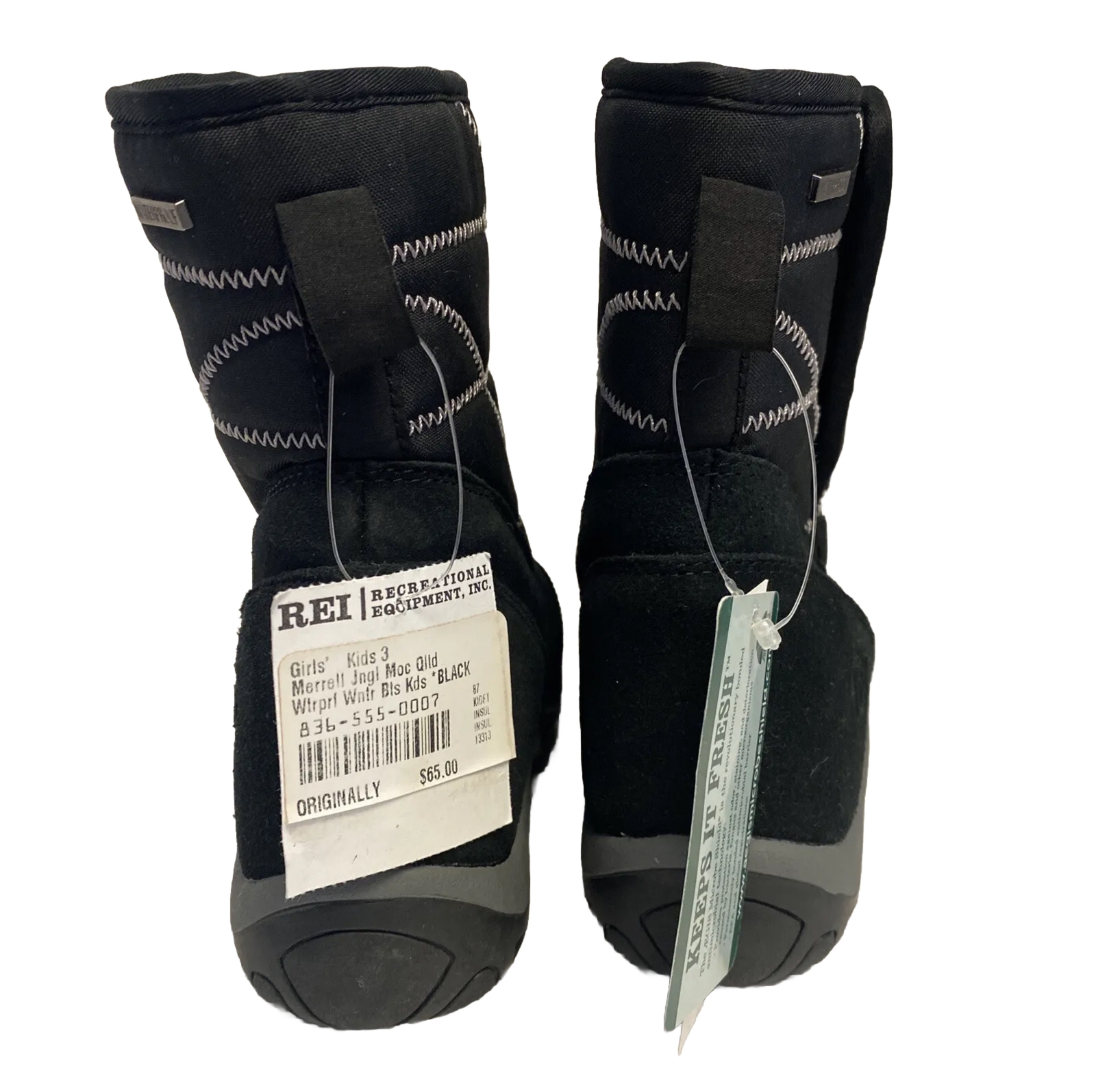 Merrell Black Boots Jungle Moc Quilt Boot Opti-Warm Kids Sz 3 EU34 UK 2 ...