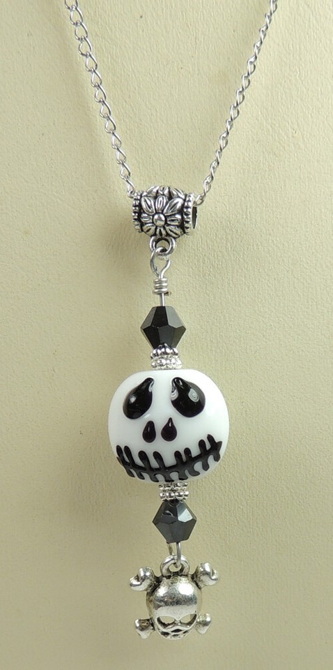 handcrafted Scary Face Lampwork & Skull Chain Necklace | eBay