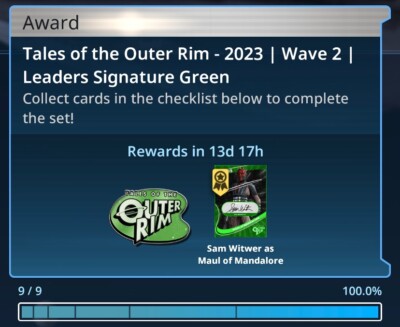 TOPPS STAR WARS CARD TRADER TALES OUTER RIM GREEN LEADERS SIGNATURE ...