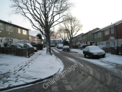 Photo 6x4 Looking eastwards after recent snow in Collington Crescent ...