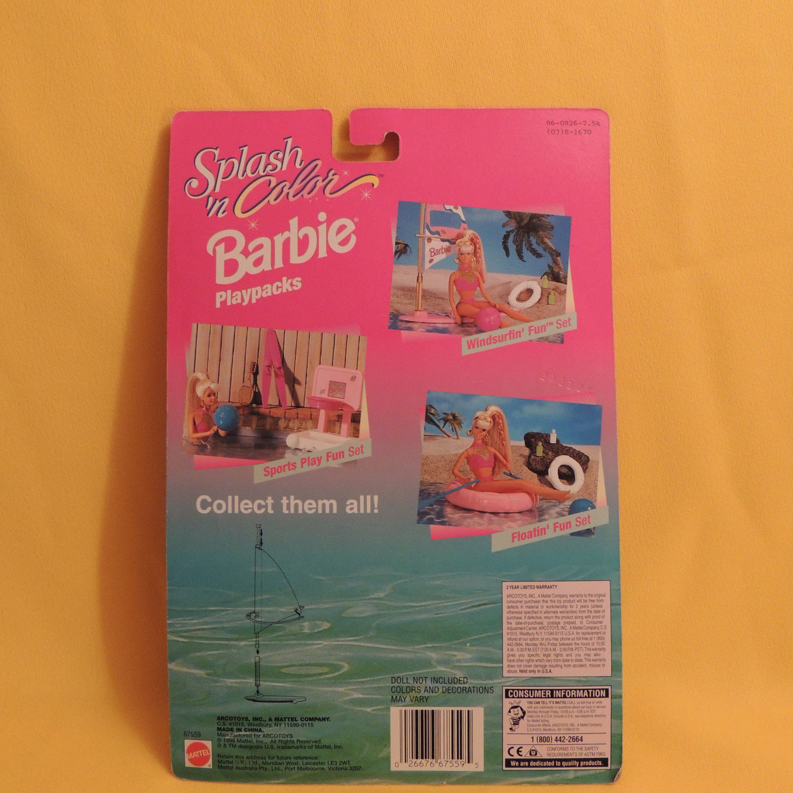 BARBIE 1996 SPLASH 'N COLOR BARBIE WINDSURFIN' FUN NWT | eBay