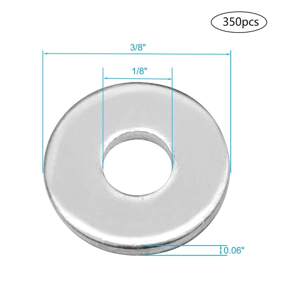 350 Pack Aluminum POP Rivet Washers for 1/8" Diameter Rivets, Thickness ...