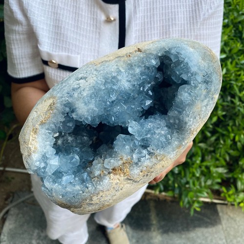 8LB Natural Beautiful Blue Celestite Crystal Geode Cave Mineral ...