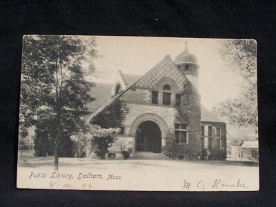 MA Dedham Public Library 1906 Postcard | eBay