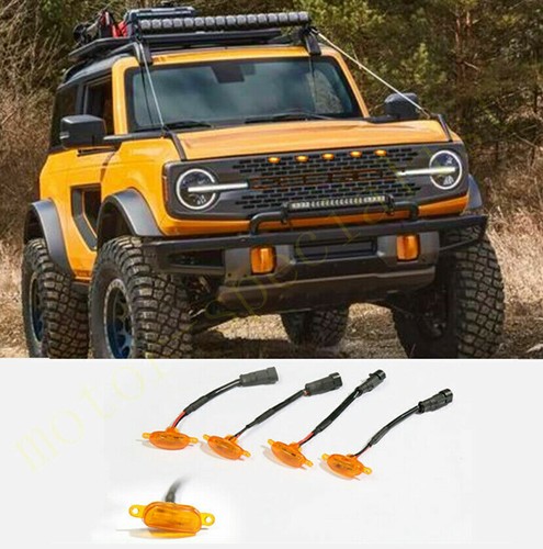 For Ford Bronco 2021-2024 Front Grille yellow LED Light Raptor Style ...