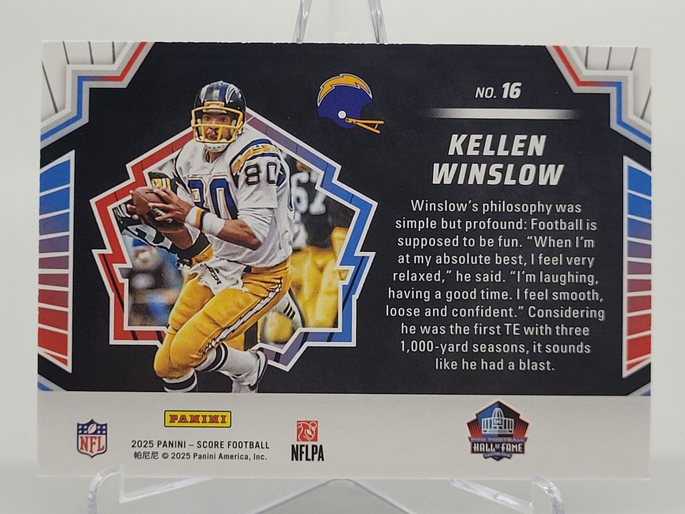2025 SCORE KELLEN WINSLOW MEN OF CANTON HALL OF FAME FOOTBALL CARD ...