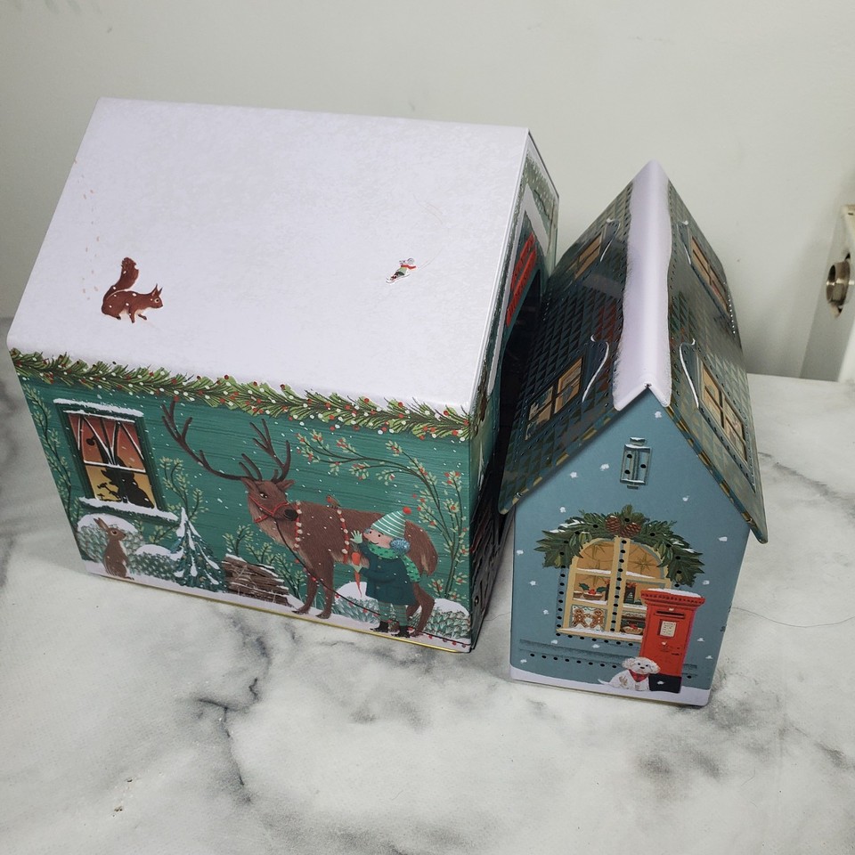 M&S Light Up Christmas Tins Lantern House Santas Musical Workshop Fully ...