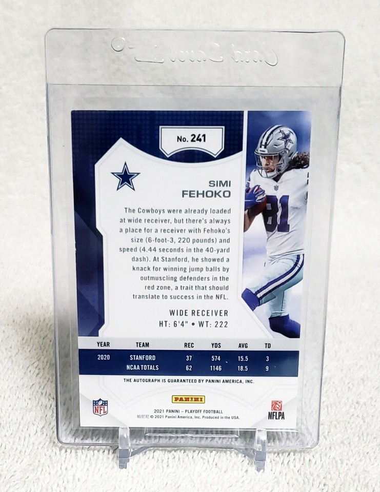 2021 Panini Playoff Simi Fehoko Autographed Rookie Card 🔥 Dallas ...
