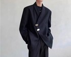 Men's Spring Fashion Lapel Long Sleeve Metal Decor Loose Casual Party ...
