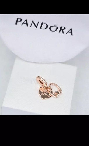 Pandora Love You Infinity Heart Dangle Charm Rose Gold Sterling Silver ...