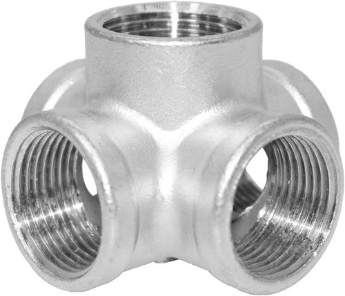Stainless Steel 1'' 5-Way Outlet Cross Female Pipe Fitting Tube ...
