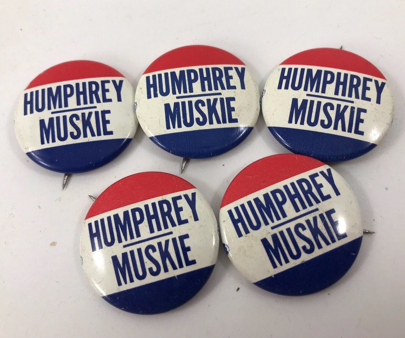 SET OF 5 VINTAGE 1968 HUMPHREY/MUSKIE POLITICAL PRESIDENTIAL CAMPAIGN ...