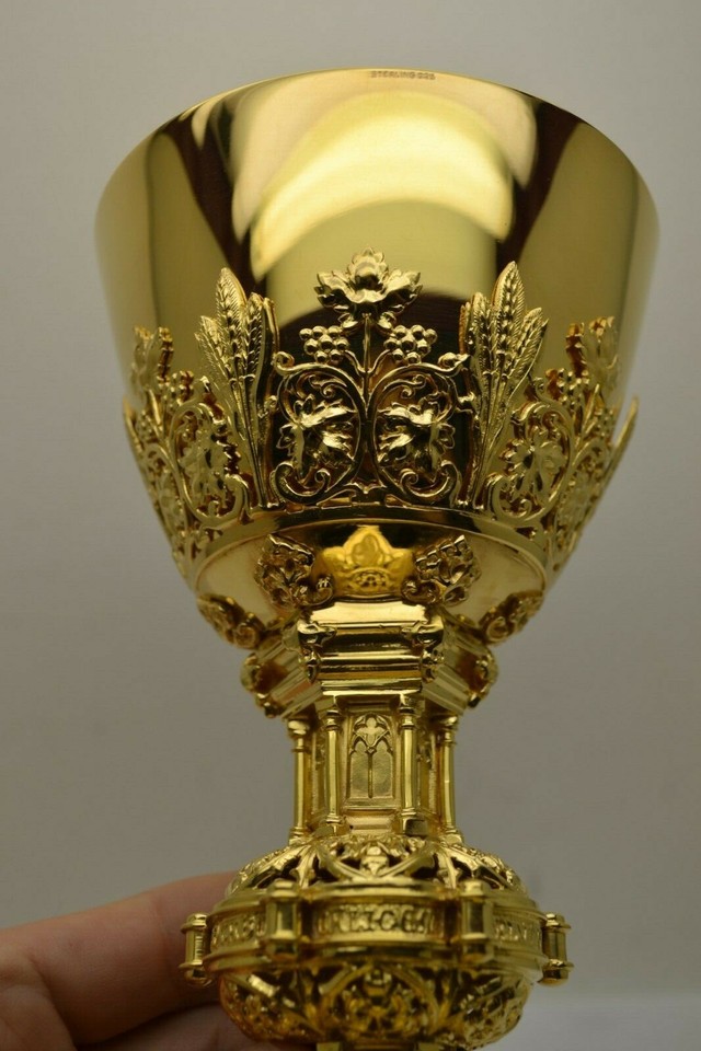 Nice Antique Traditional Gothic Chalice + All Sterling, All Gold Plated ...
