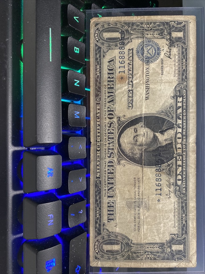 1 silver certificate 1957 4th Print Shift Error trinary star note super ...