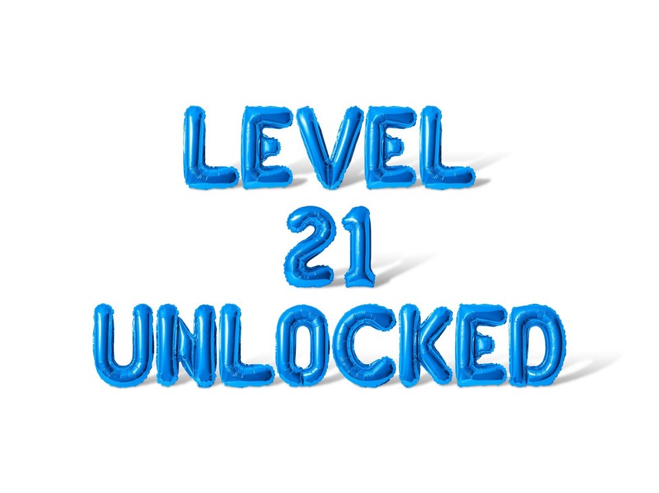 LEVEL 21 UNLOCKED Letter Balloon Banner - 21st Birthday Party ...