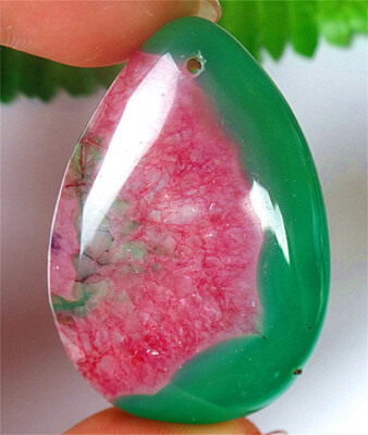 49x34x6mm Green and Red Druzy Geode Agate Teardrop Pendant Bead BQ67801 ...