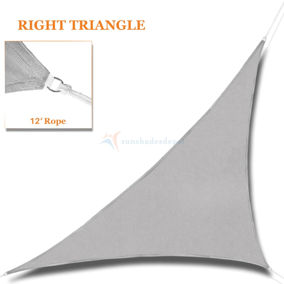 Sun Shade Sail Gray Triangle Canopy Shelter Mesh Cover Garden Pool Yard ...