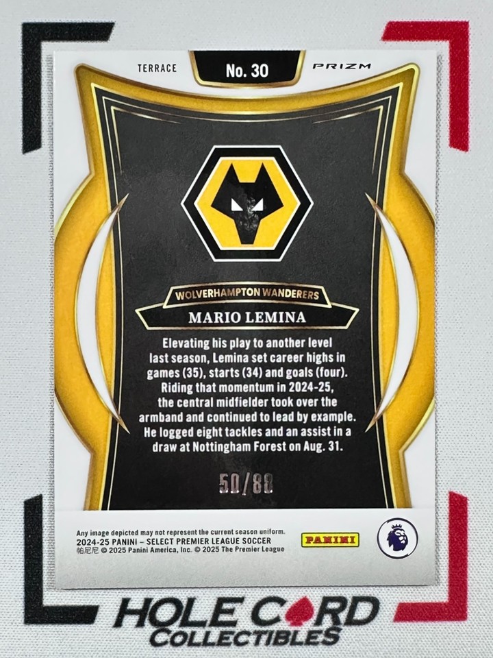 MARIO LEMINA 2024-25 Panini Select Premier League Soccer #30 Red Wave ...