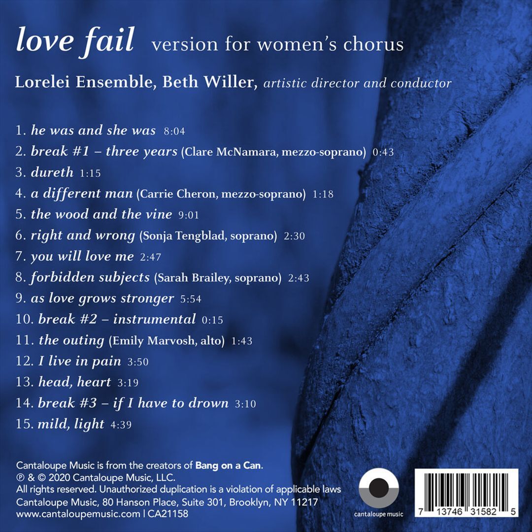 LORELEI ENSEMBLE / BETH WILLER DAVID LANG: LOVE FAIL NEW CD ...