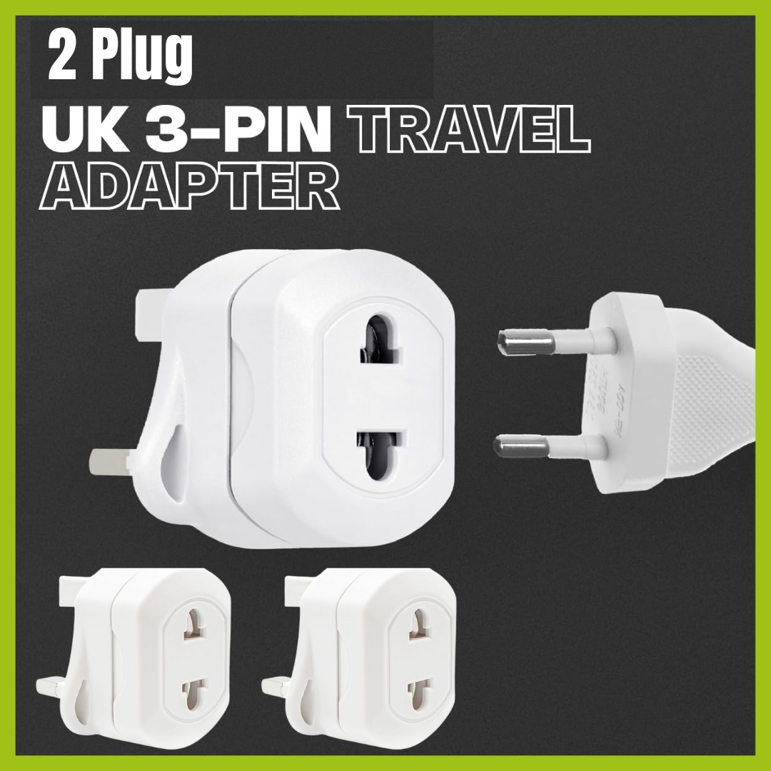 2 Pin To 3-Pin UK Shaver Adapter Plug Converter EU European Euro Europe ...