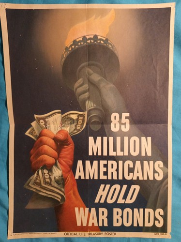 Original NOT repro 1945 WWII Poster 85 Million Americans Hold War Bonds ...