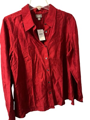 NWT J Jill Red Blouse Size XL MSRP Tag $79 Holiday Color | eBay